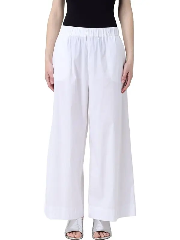 Max Mara Cotton Blend Palazzo Trousers By - White