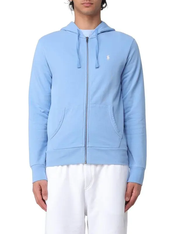 Polo Ralph Lauren Zip-up Hoodie With Embroidered Logo - Gnawed Blue