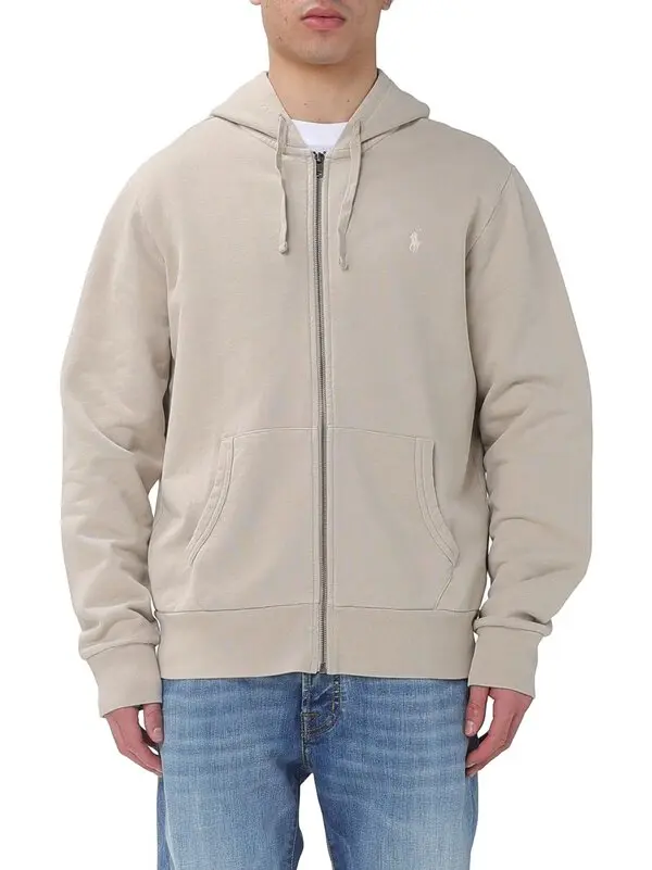 Polo Ralph Lauren Zip-up Hoodie With Embroidered Logo - Grey