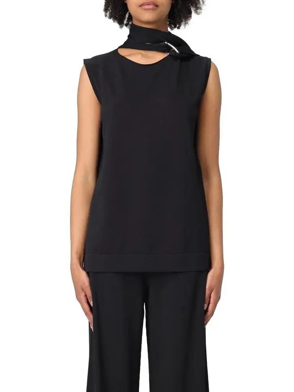 Liviana Conti Sleeveless Top With Scarf Detail - Black