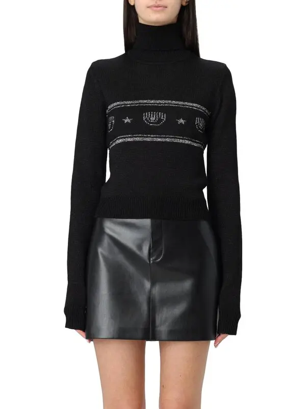 CHIARA FERRAGNI Embroidered Turtleneck Jumper - Black
