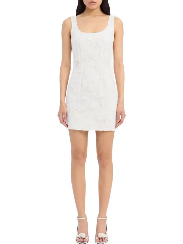 ROTATE BY BIRGER CHRISTENSEN Mesh Floral Mini Dress - White