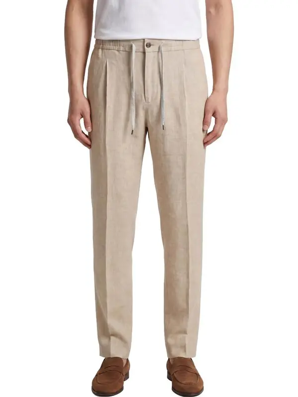 PT TORINO Linen Drawstring Trousers - Beige