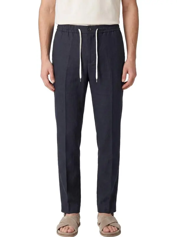 PT TORINO Linen Drawstring Trousers - Navy