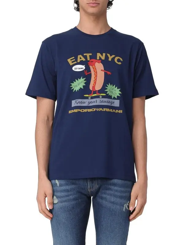 Emporio Armani Printed Cotton T-shirt - Blue