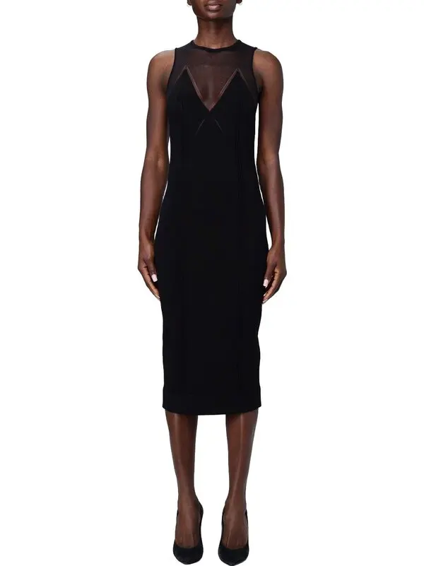 Elisabetta Franchi Viscose And Cotton Sheath Dress - Black