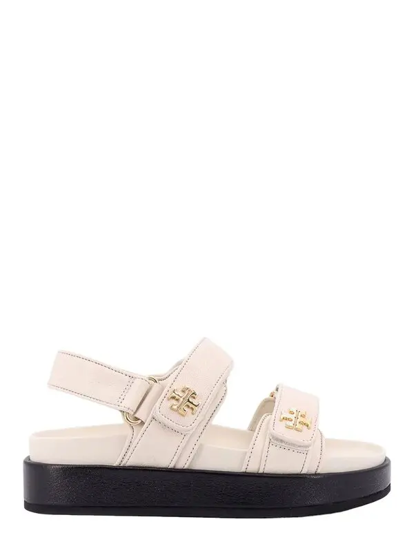 Tory Burch Platform Sandals With Logo Detail - Ivory