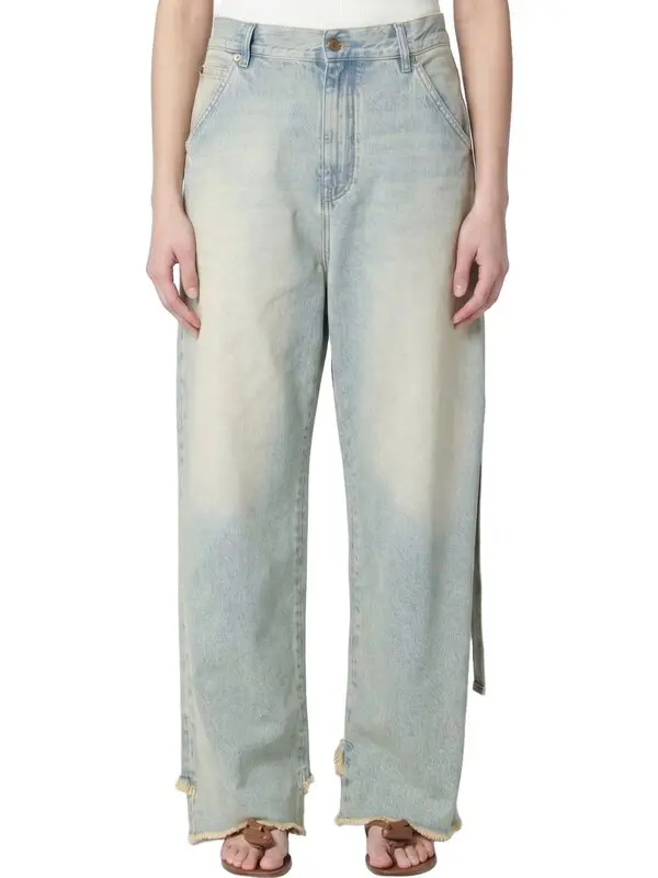 DARKPARK Cotton Baggy Jeans With Adjustable Straps - Denim
