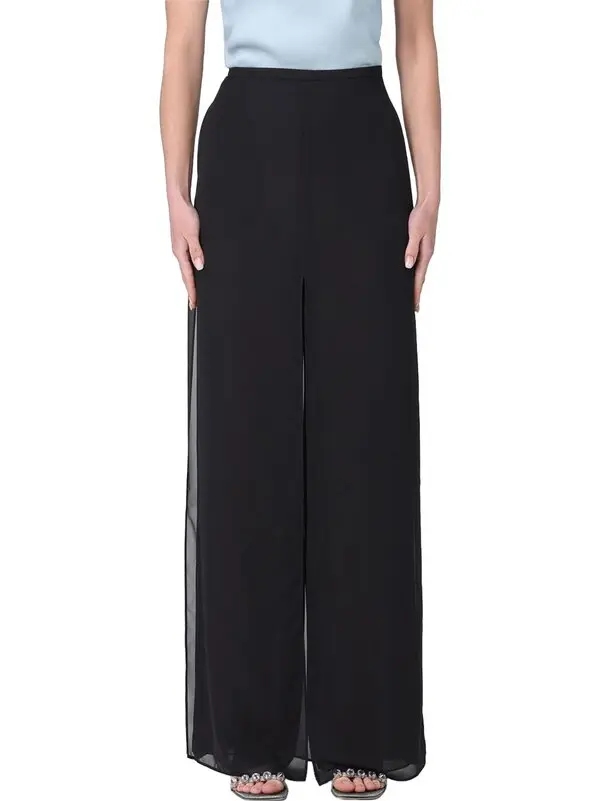 Emporio Armani Tailored Wide Leg Trousers With Slit Detail - Black