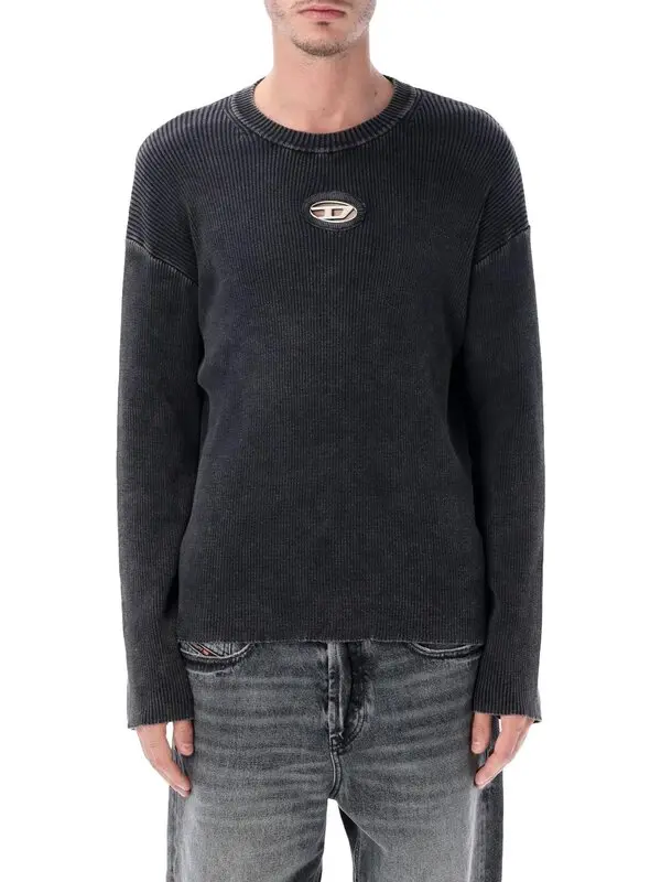 DIESEL® Ribbed Crew Neck Jumper - Black