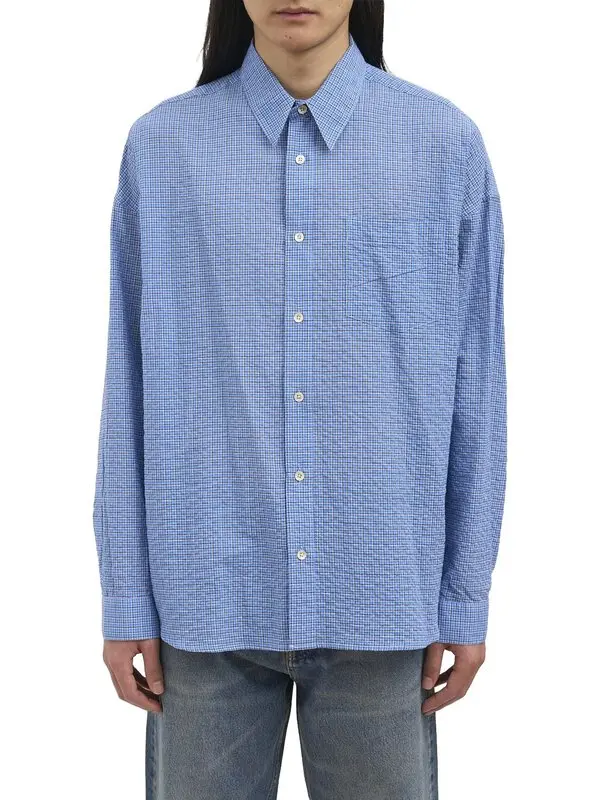 SUNFLOWER Cotton Blend Check Shirt - Blue