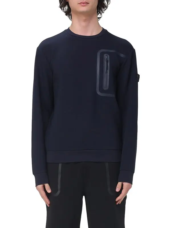 Peuterey Cotton Blend Crewneck Sweatshirt With Zipped Pocket - Blue