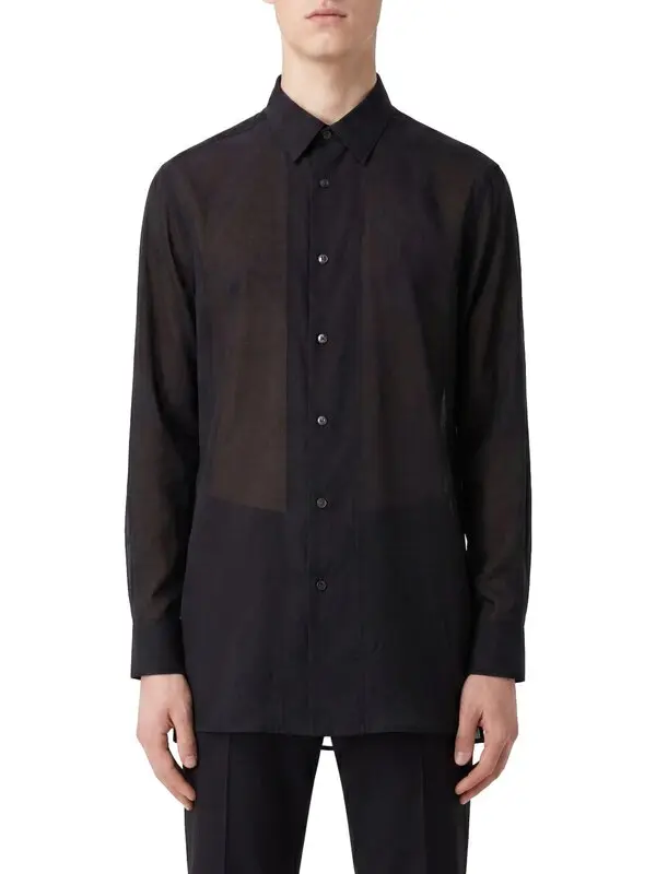 Y’s Classic Shirt In Cellulose With French Collar And Long Sleeves - Black
