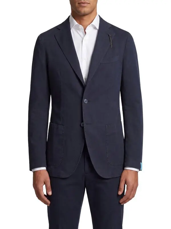 SANTANIELLO Single-breasted Cotton Blazer - Blue