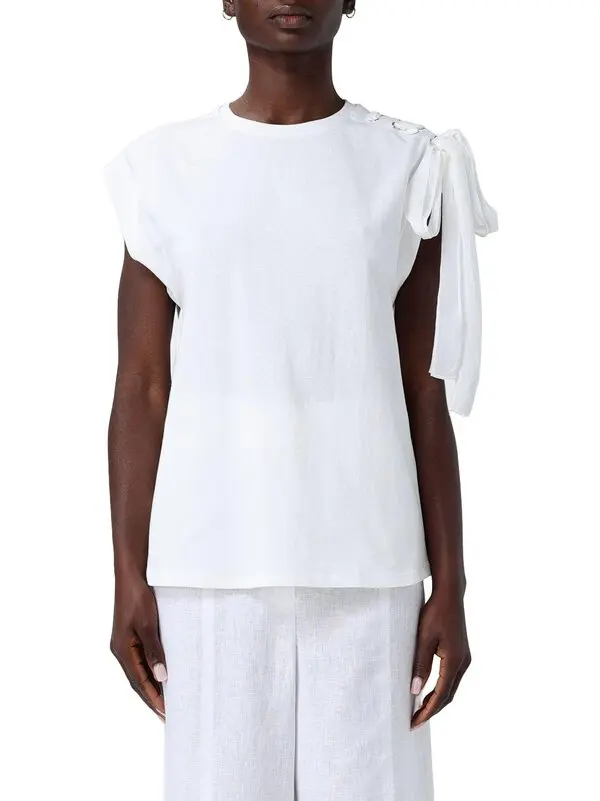 TWINSET Cotton T-shirt With Ribbon Detail - White