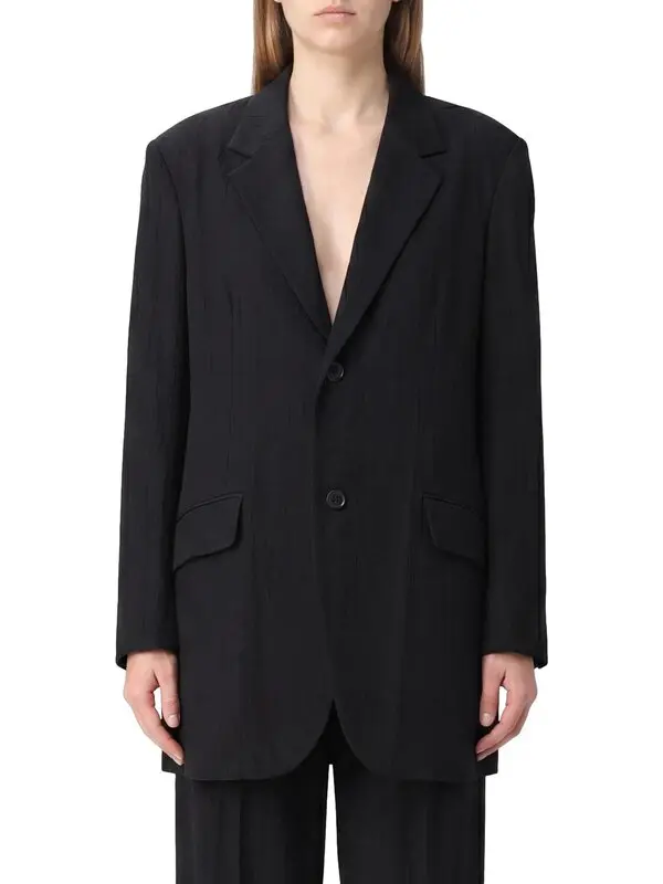 Y’s Single-breasted Blazer In Rayon And Cupro With Classic Lapels - Black