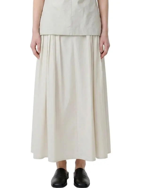 Studio Nicholson Pleated Cotton Midi Skirt - Ivory