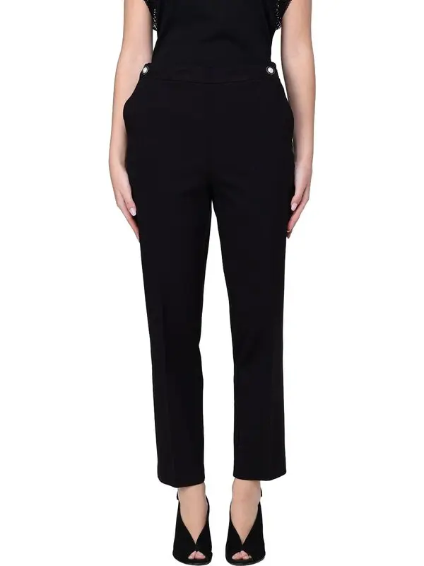 TWINSET Cropped Viscose Blend Trousers - Black