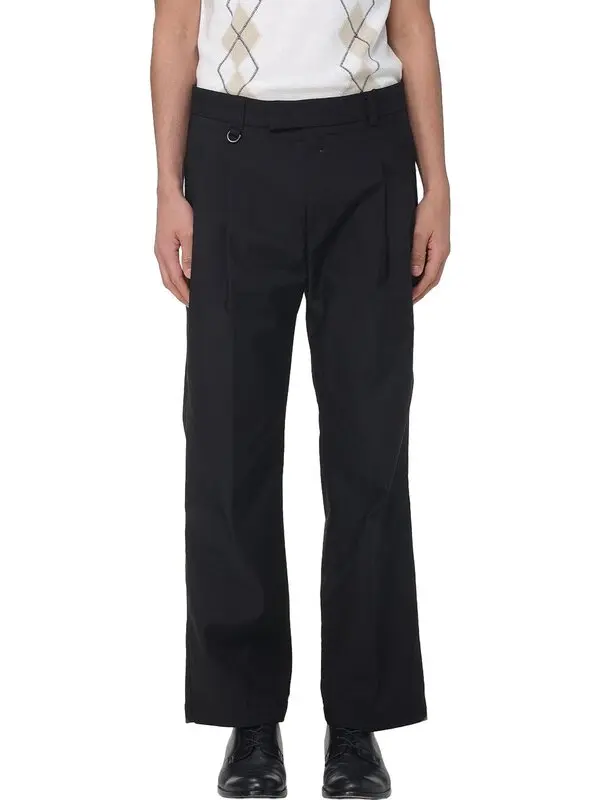 PAOLO PECORA Stretch Cotton Blend Tailored Trousers - Black