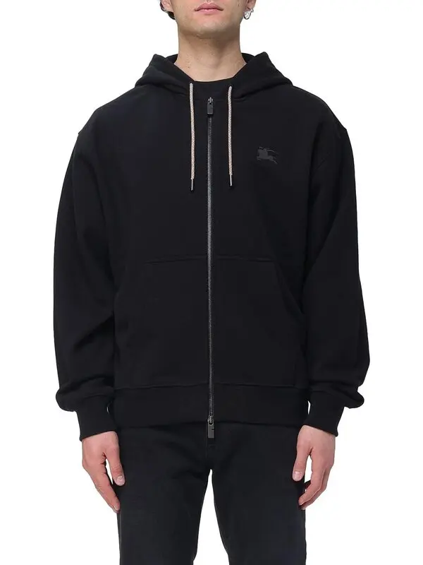 Burberry Zip-up Hoodie With Monogram Detail - Black