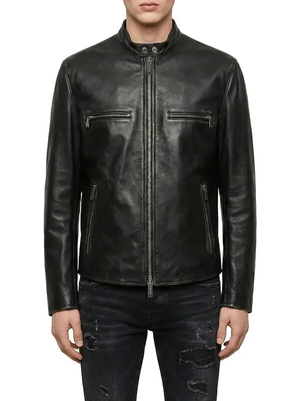 Dsquared2 Leather Motorcycle Jacket - Black