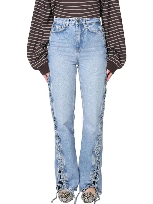 ROTATE BY BIRGER CHRISTENSEN Lace-up Detail Jeans - Denim