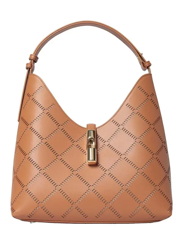 Furla Goccia Perforated Leather Shoulder Bag - Brown