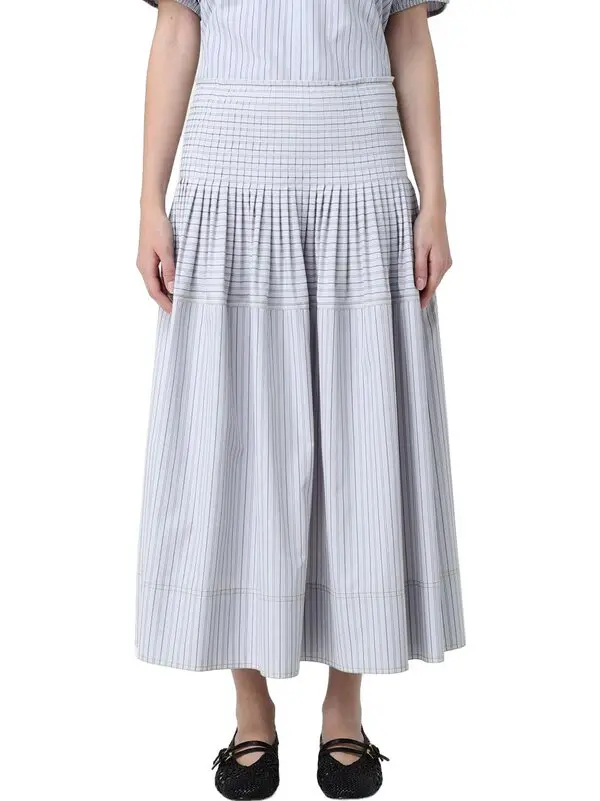 Paul Smith Striped Cotton Blend Midi Skirt - Gnawed Blue