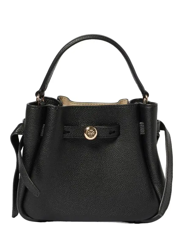Tory Burch Romy Mini Grained Leather Bucket Bag - Black
