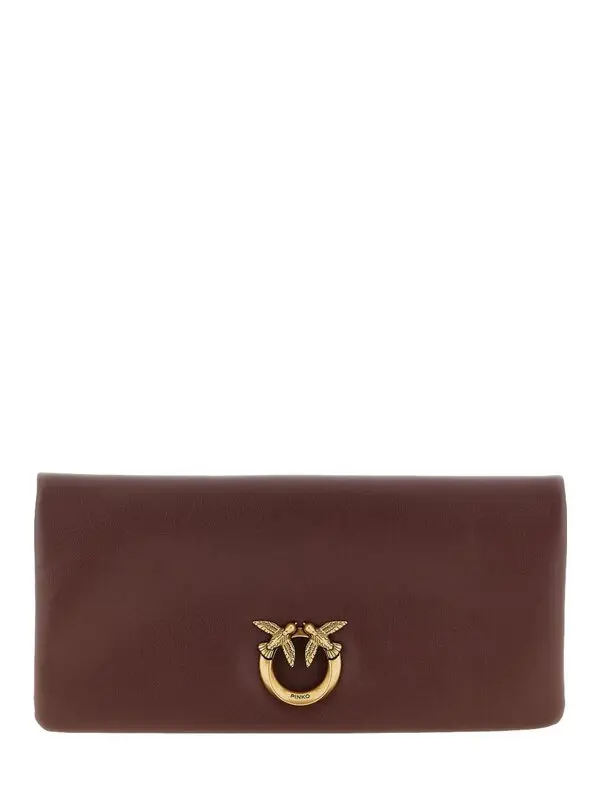 Pinko Click Soft Horizontal Leather Clutch - Wine