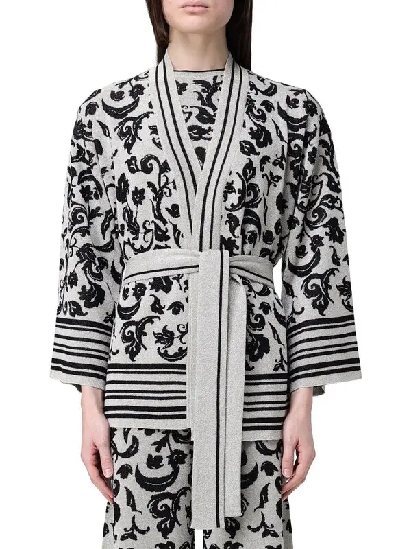Liu Jo Viscose Blend Baroque Pattern Cardigan - Silver