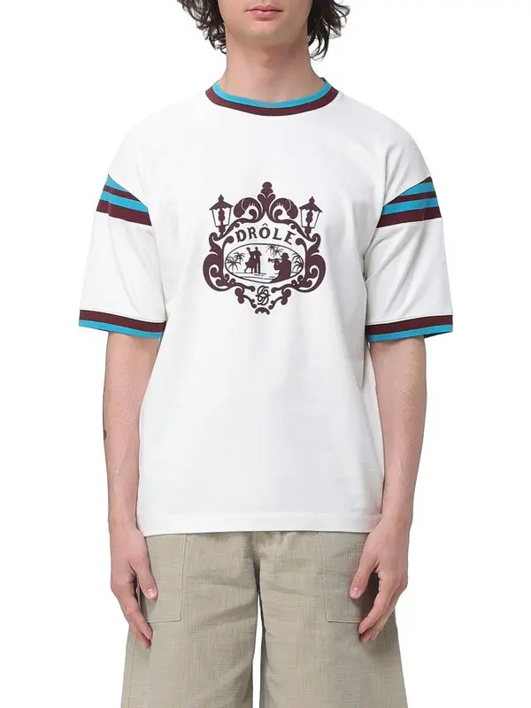 Drole De Monsieur Cotton T-shirt With Emblem - White