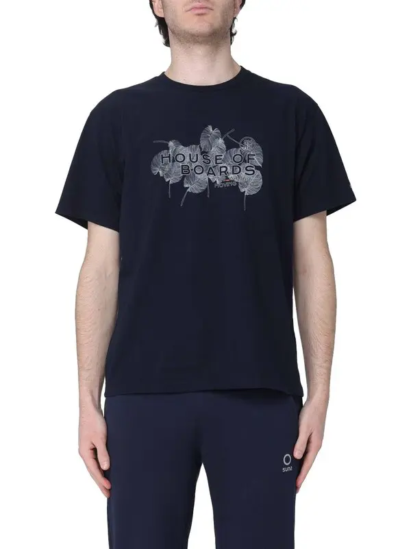 SUNS Printed Cotton Jersey T-shirt - Blue