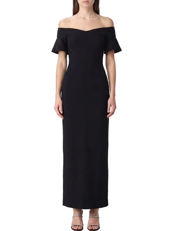 Solace London Off-the-shoulder Maxi Dress With Flared Sleeves - Black