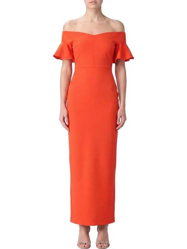 Solace London Off-the-shoulder Maxi Dress With Flared Sleeves - Red