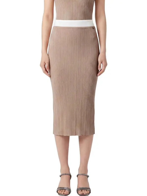DIESEL® Ribbed Knit Midi Skirt - Pink