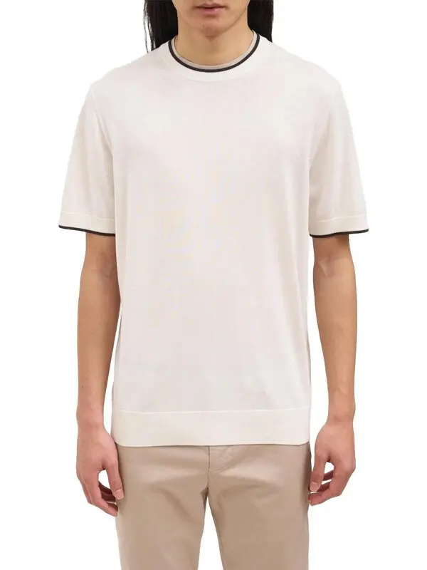 PAOLO PECORA Cotton And Silk Blend Crew Neck Sweater - White