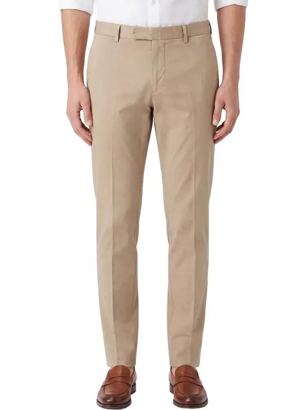 SANTANIELLO Gabardine Chino Trousers - Beige