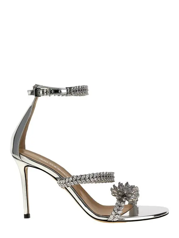 MACH&MACH Embellished Stiletto Heeled Sandals - Silver