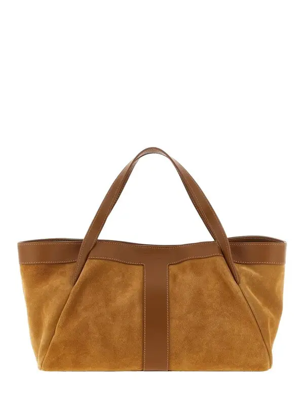 TWINSET Suede Leather Tote Bag - Brown