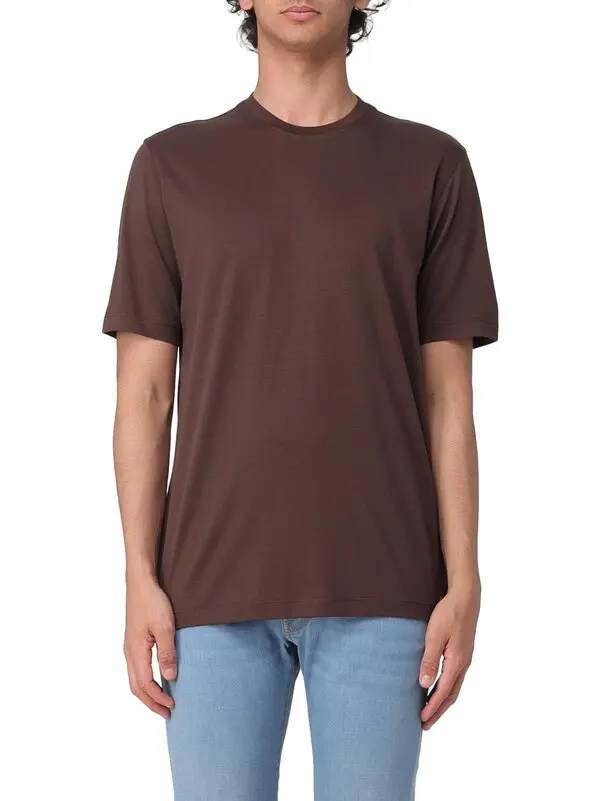 ZANONE Basic Cotton And Silk T-shirt - Brown