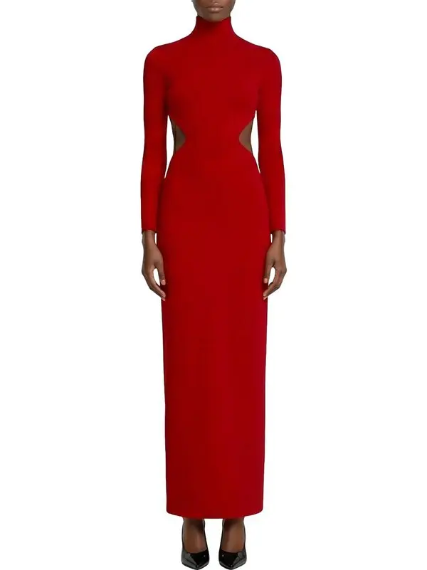 Solace London High Neck Cut-out Maxi Dress - Red