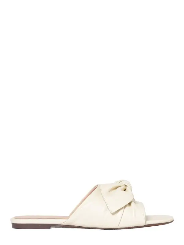 COCCINELLE Furoshiki Leather Mules With Bow Detailing - Pearl