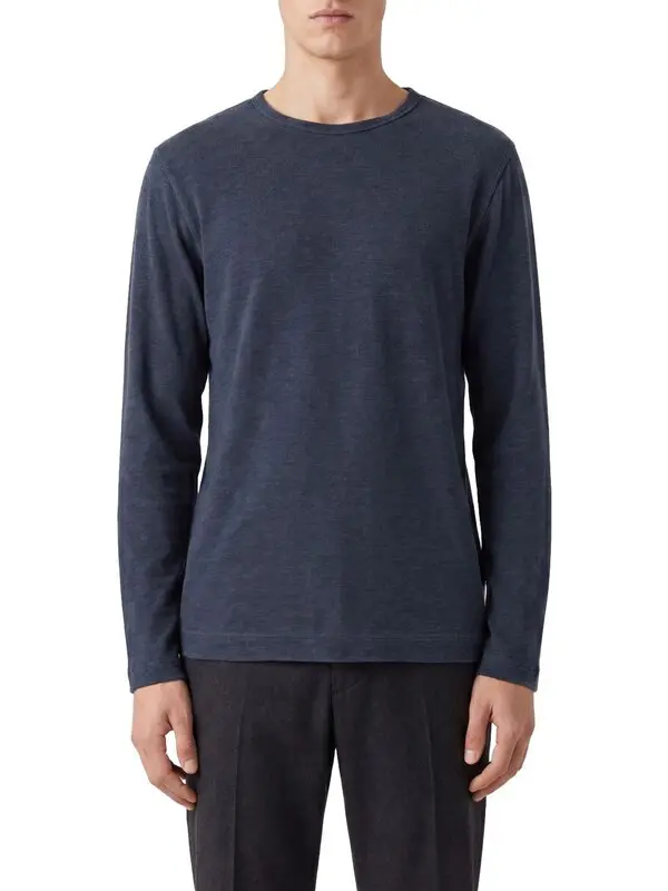 Closed Long-sleeved T-shirt In A Linen Blend With Crew Neck - Black