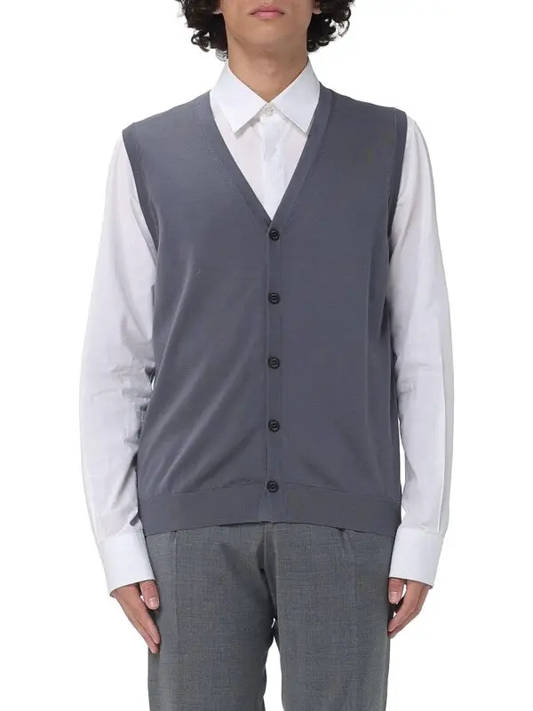 DRUMOHR Cotton V-neck Button-up Vest - Grey
