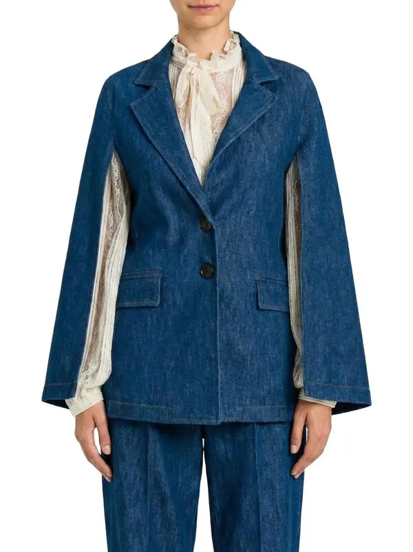 TWINSET Single-breasted Cape Blazer - Denim