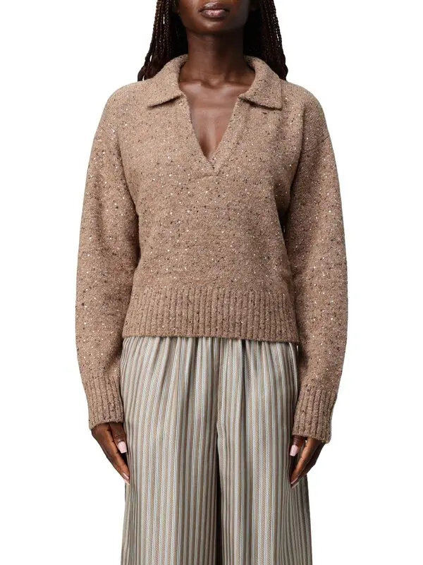 Pinko Embellished Polo Sweater - Camel