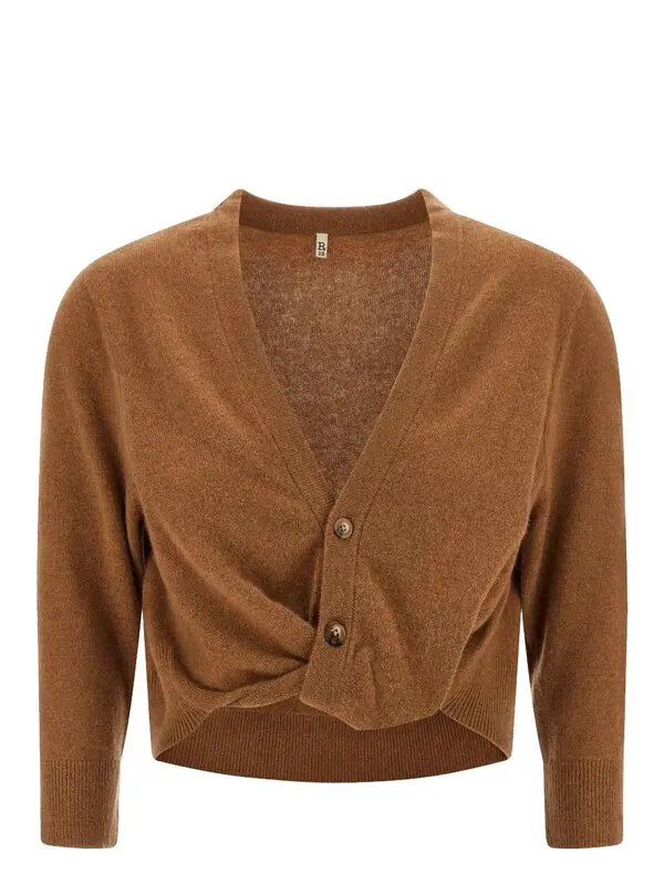 R13 Button Front Knit Jumper - Brown