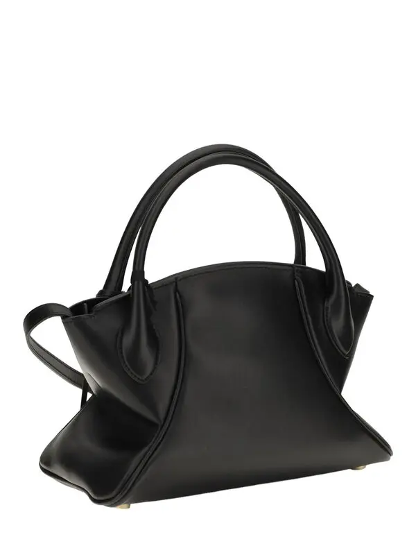 Balmain Pulse Hourglass Handbag In Smooth Leather - Black