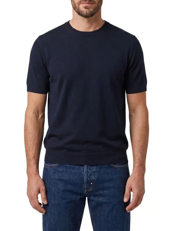 ZANONE Cotton Crew Neck Short Sleeve Pullover - Blue